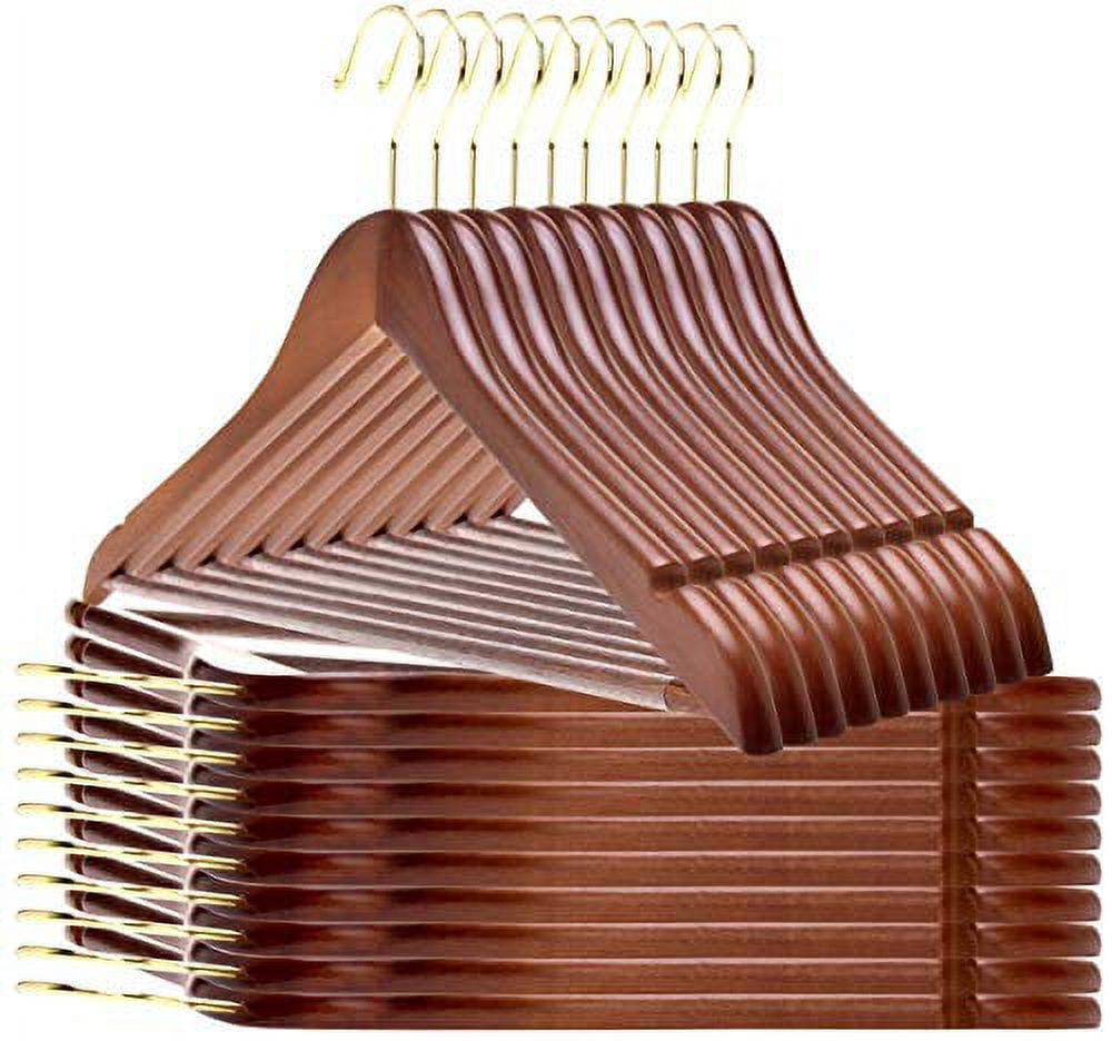 Quality Wooden Hangers - Slightly Curved Hanger 30-Pack Sets - Solid ...