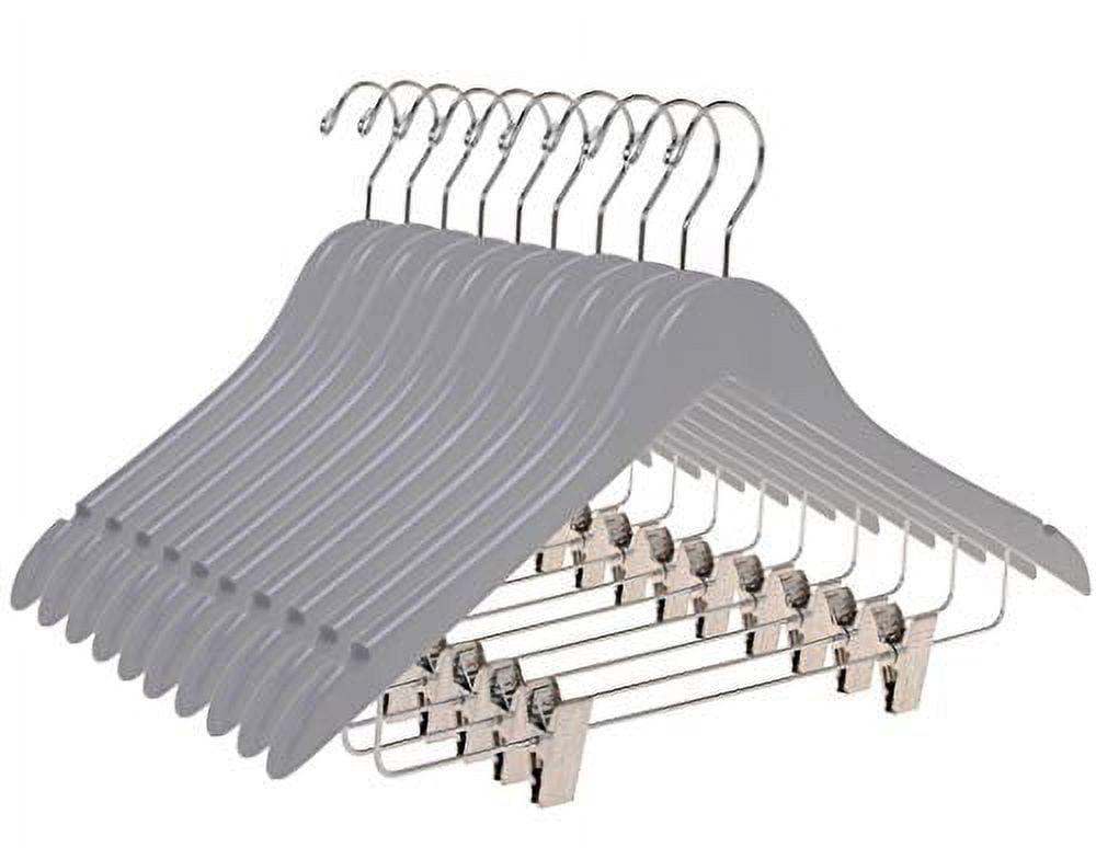 Quality Wooden Semi Curved Skirt Hangers with Clips, 10-Pack Smooth ...