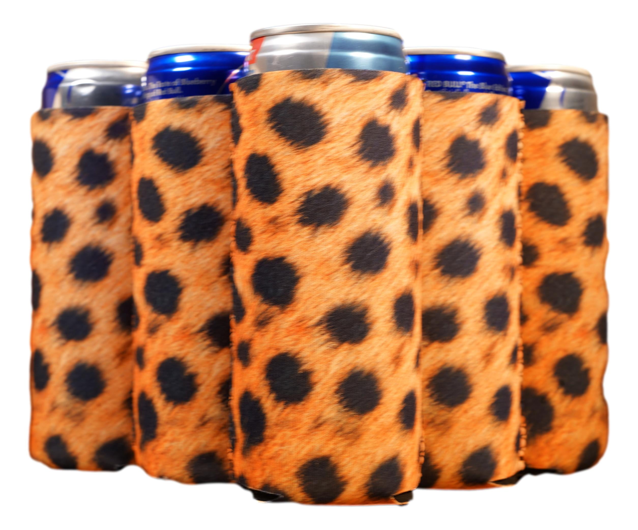 QualityPerfection Slim Can Cooler Sleeves Cheetah Print 12 oz Neoprene ...