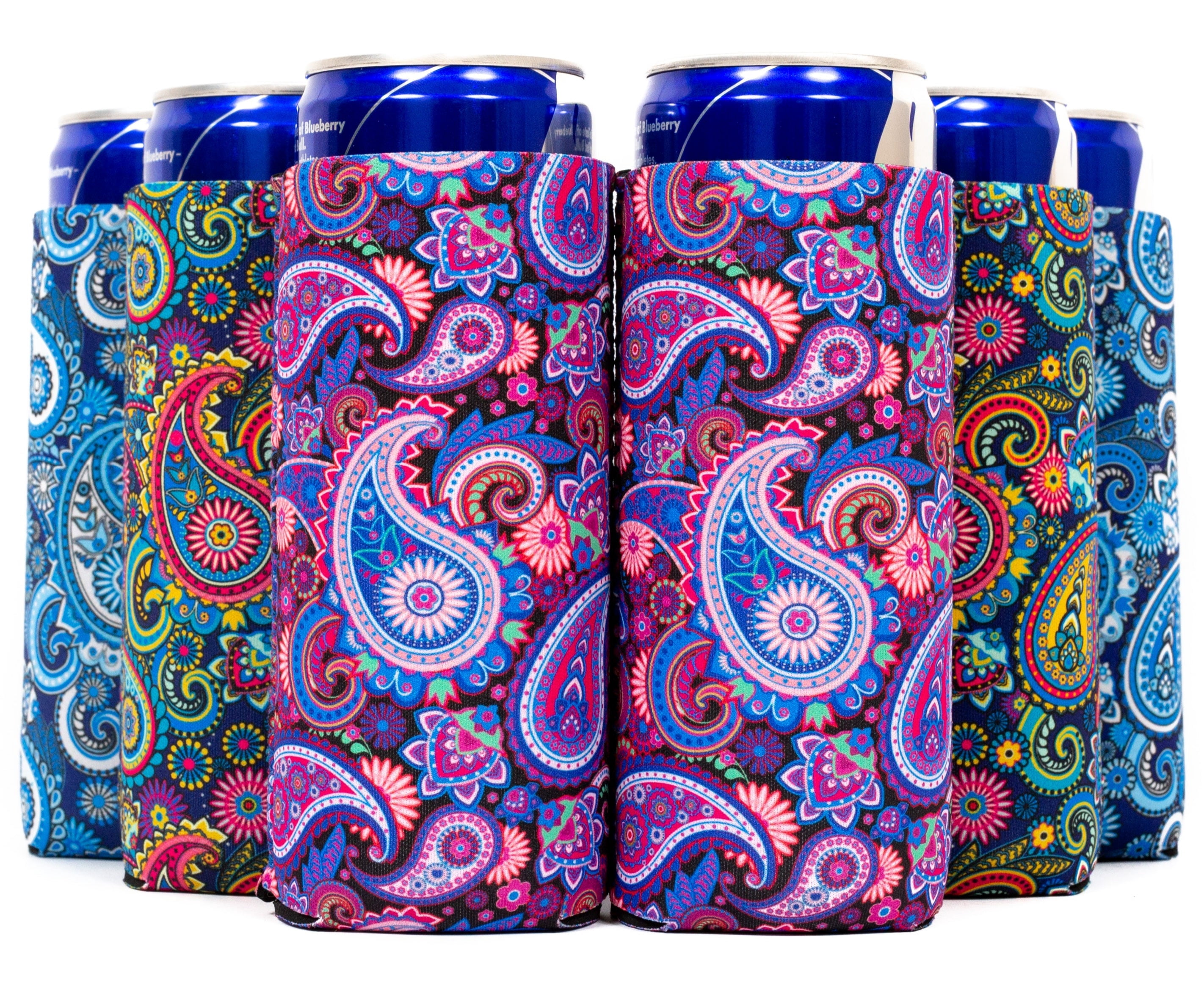 QualityPerfection Slim Can Cooler Sleeves Paisley Old Print Neoprene 12 ...