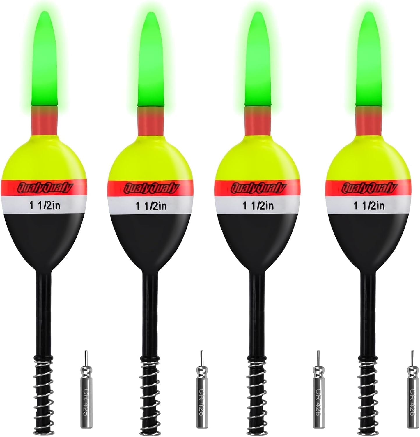 QualyQualy 4PCS Lighted Slip Bobbers Fishing Floats Glow in The Dark ...