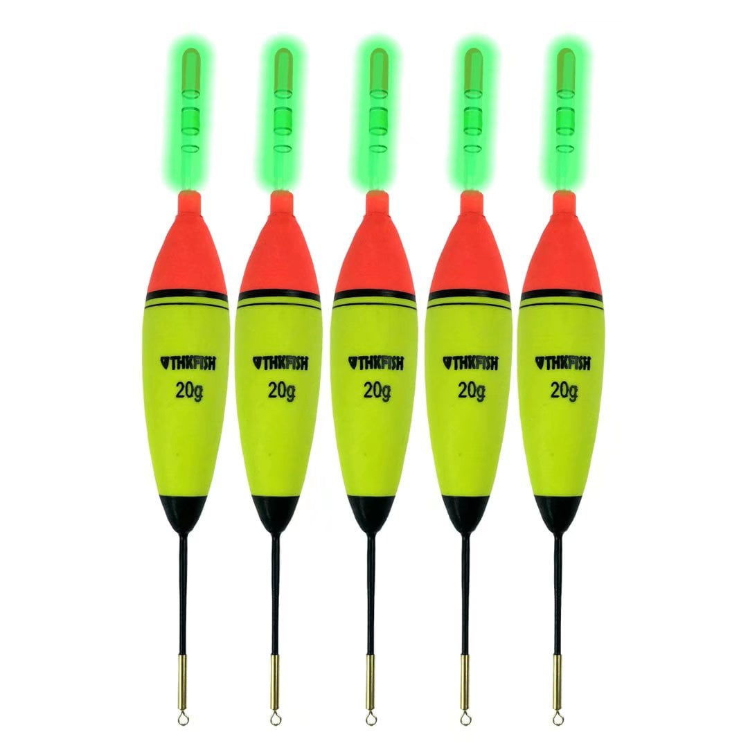 QualyQualy 5Pcs EVA Foam Fishing Floats Night Lighted Glowing Bobbers + 10 Pcs Fishing Glow ...