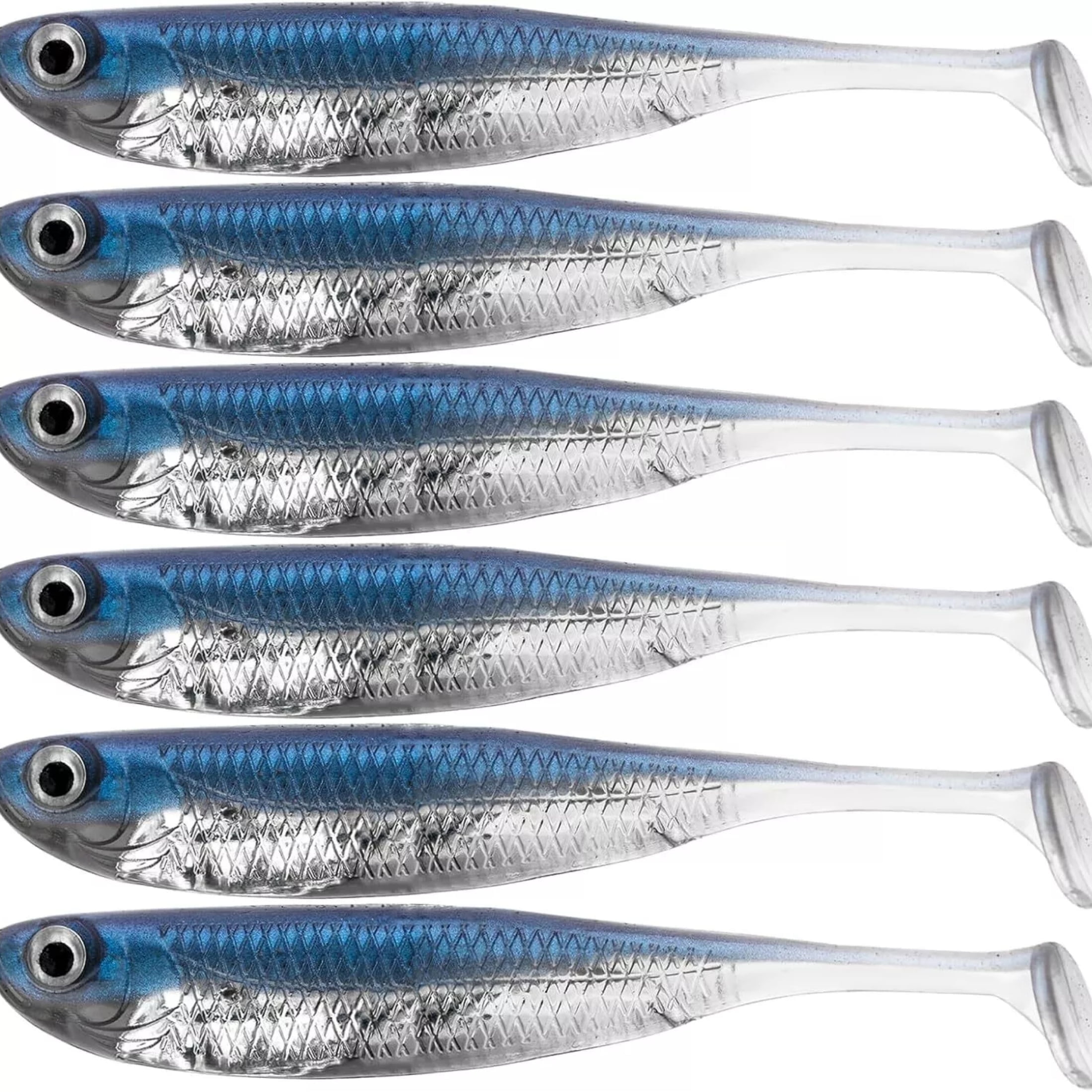 QualyQualy 6Pcs Soft Plastic Swimbait,Paddle Tail Lures for Bass,Trout ...