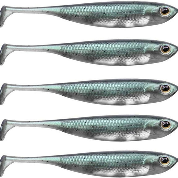 5-Pack Soft Plastic Fishing Lures, 3.35 Inch T-Tail Swimbait with ...