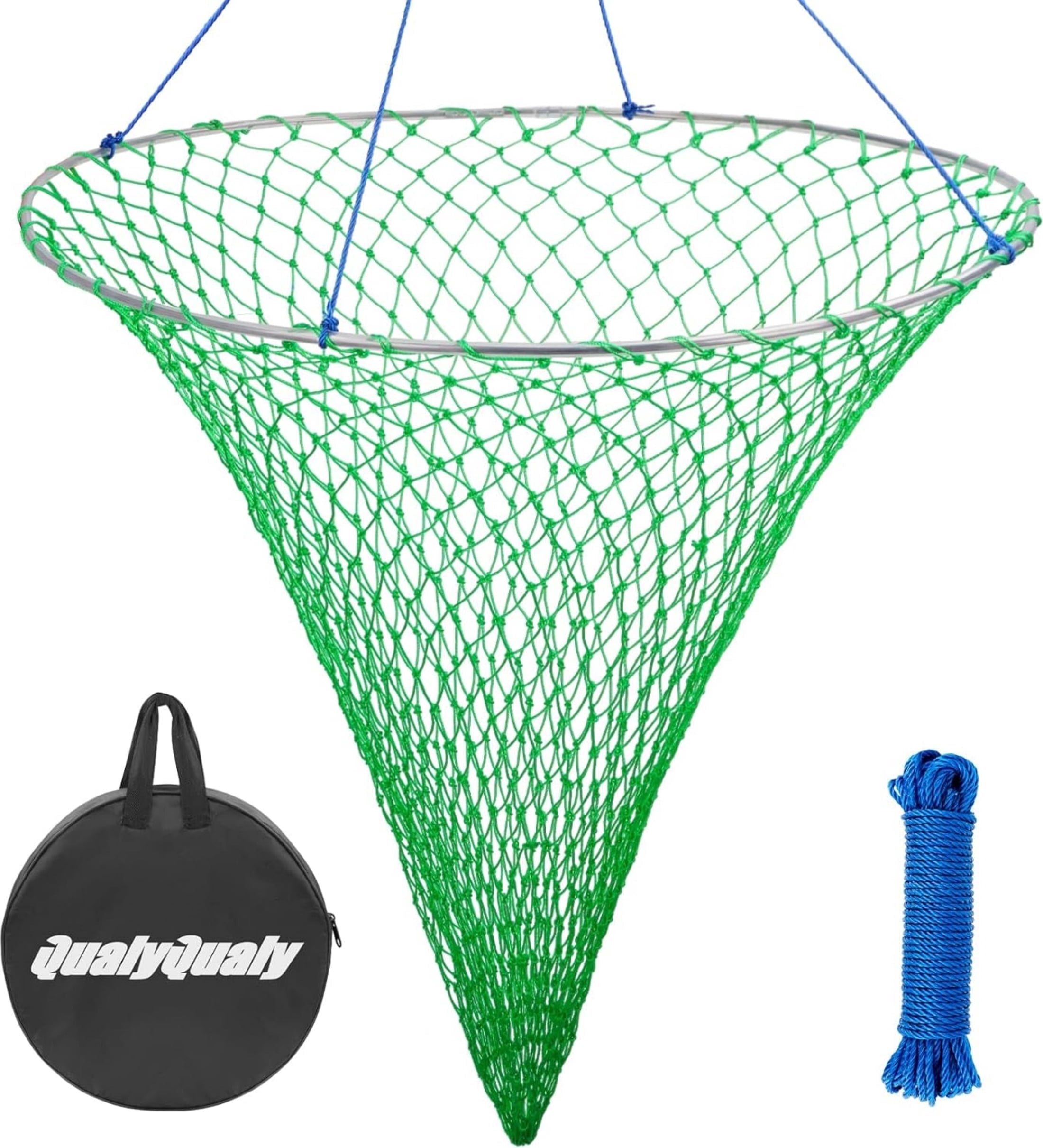 QualyQualy Bridge and Pier Fishing Net Large 32''/39'' Hoop, Foldable ...