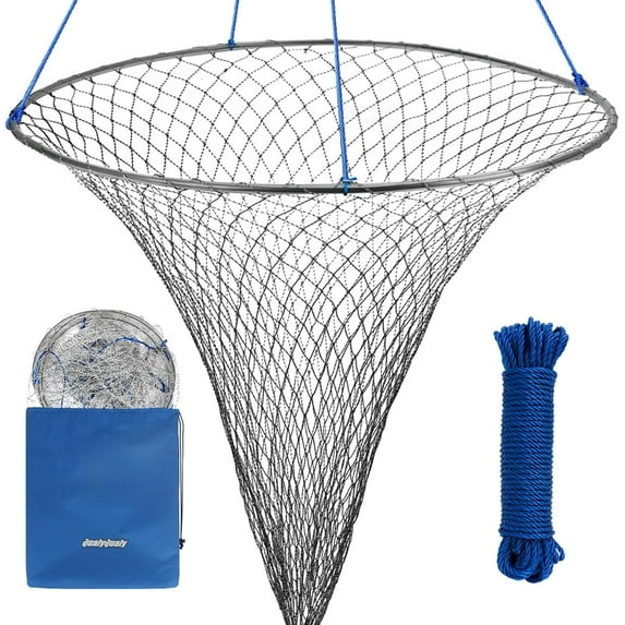 QualyQualy Bridge and Pier Fishing Net with Foldable Drop Net, Steel ...