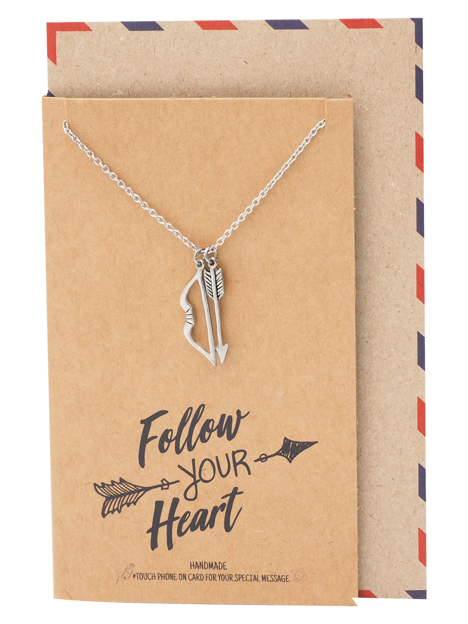 Quan Jewelry Bow and Arrow Pendant Necklace, Gifts for Friends with ...