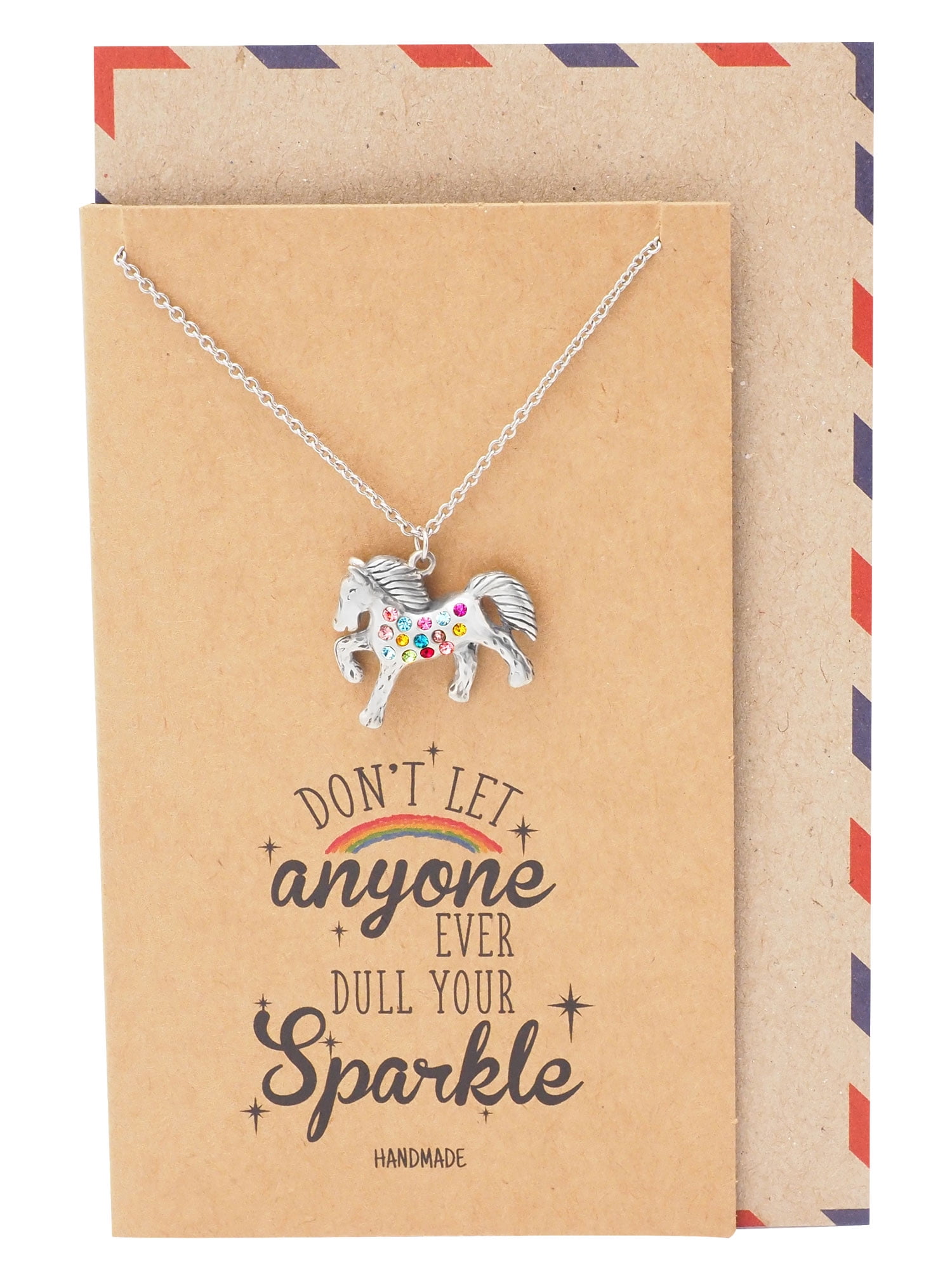 Quan Jewelry Sparkle Rainbow Swarovski Horse Pendant Friendship ...