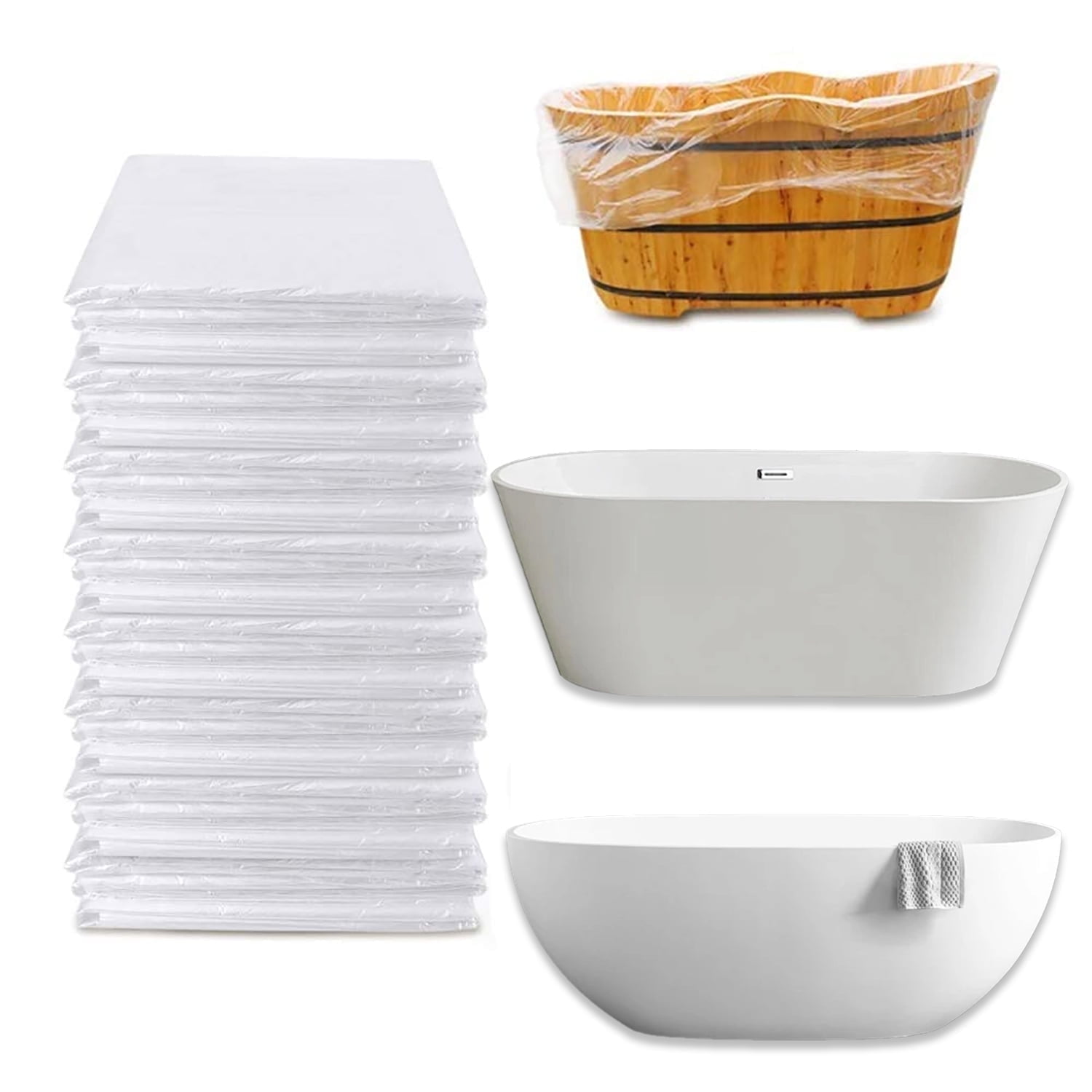 Quanmin 10 Pack Disposable Individual Bathtub Cover Liner Bathroom ...