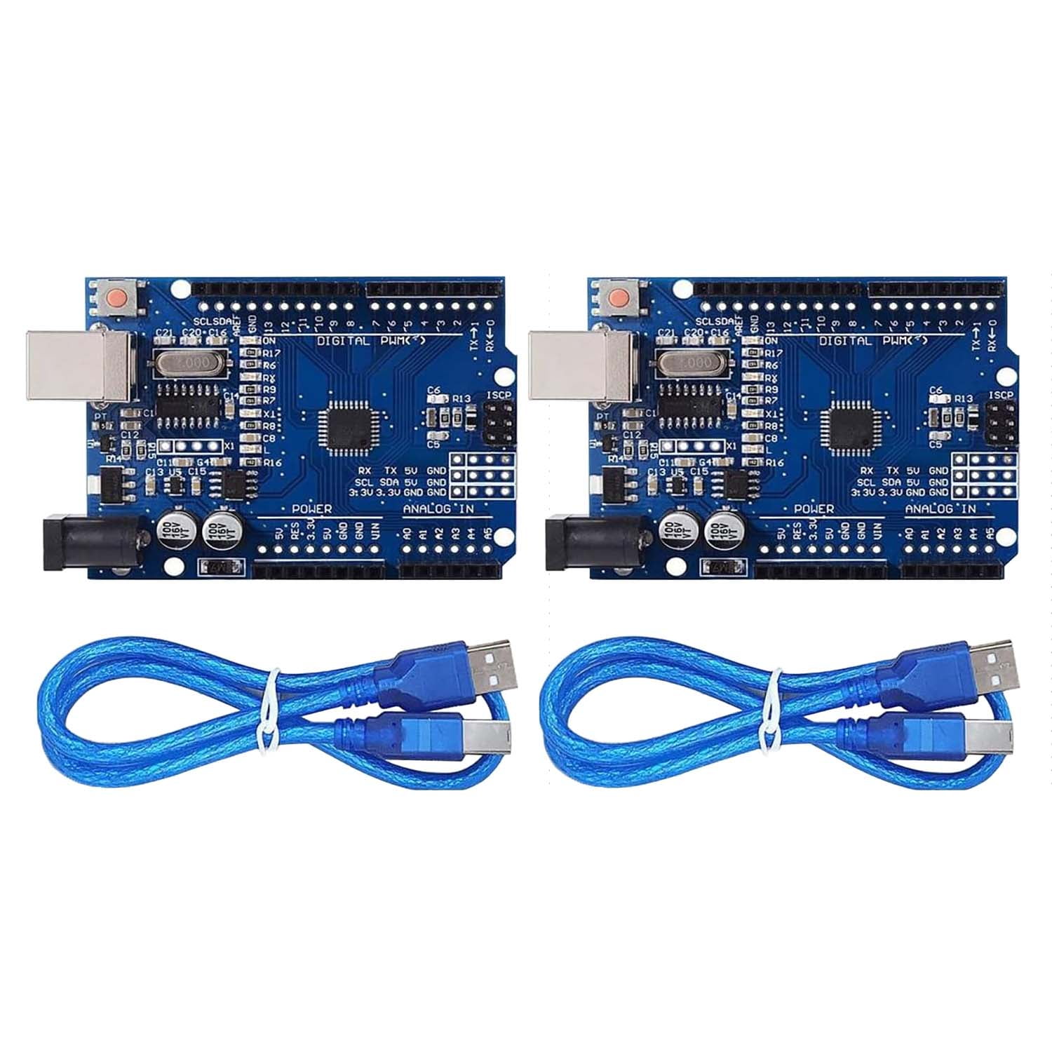 Quanmin 2 PCS UNO R3 Board ATmega328P with USB Cable for Arduino, Electronics Kit Essential ...