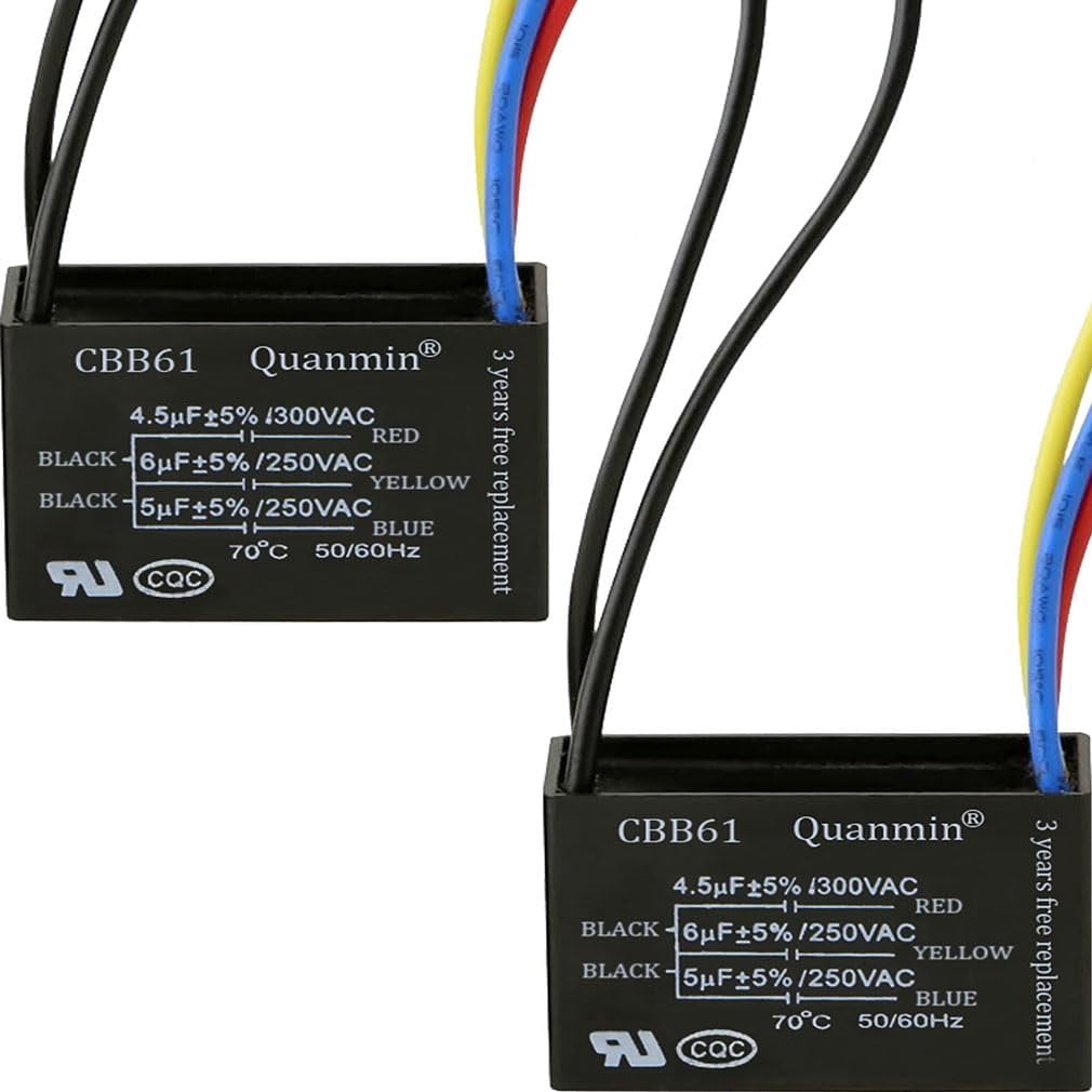 Quanmin 2PCS CBB61 Ceiling Fan Capacitor Electrical Power Relay ...
