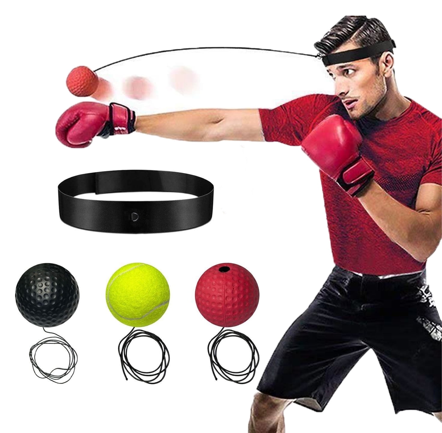 Quanmin Adjustable Headband Boxing Reflex Balls Set Boxing Ball with ...