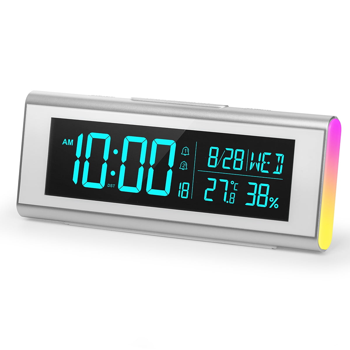 Quanmin Digital Alarm Clock Adjustable Brightness Dimmer with RGB Color ...