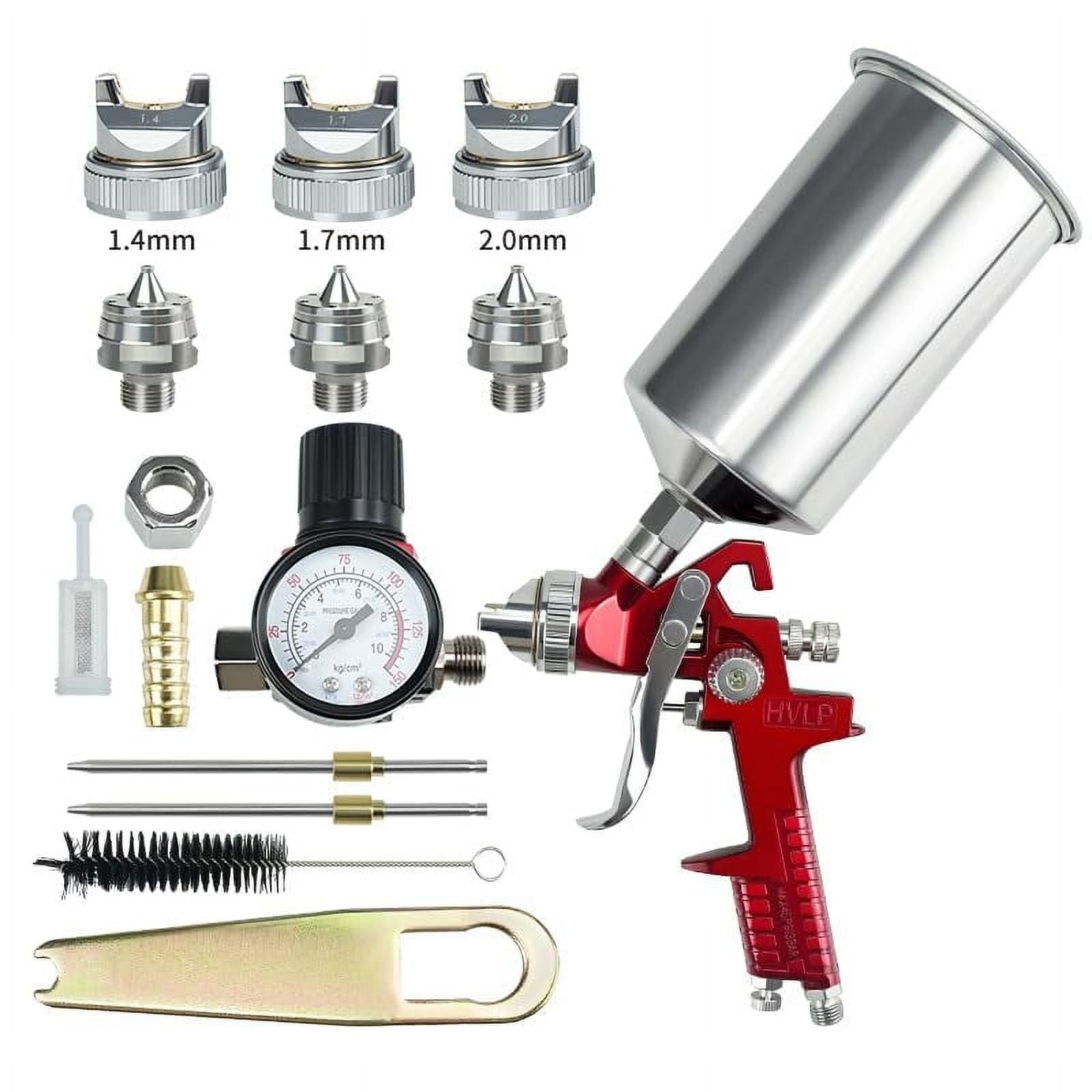 Quanmin HVLP Air Spray Gun Kit with 1.4/1.7/2.0mm Nozzles & Air ...