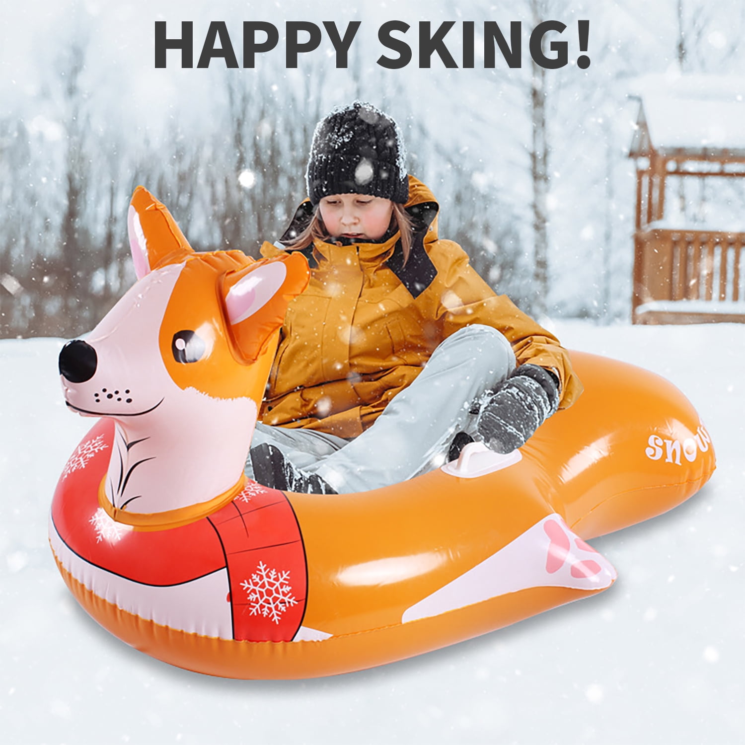 Quanmin Snow Tube Multi-Functional Inflatable Ski Ring Snow Sled for ...