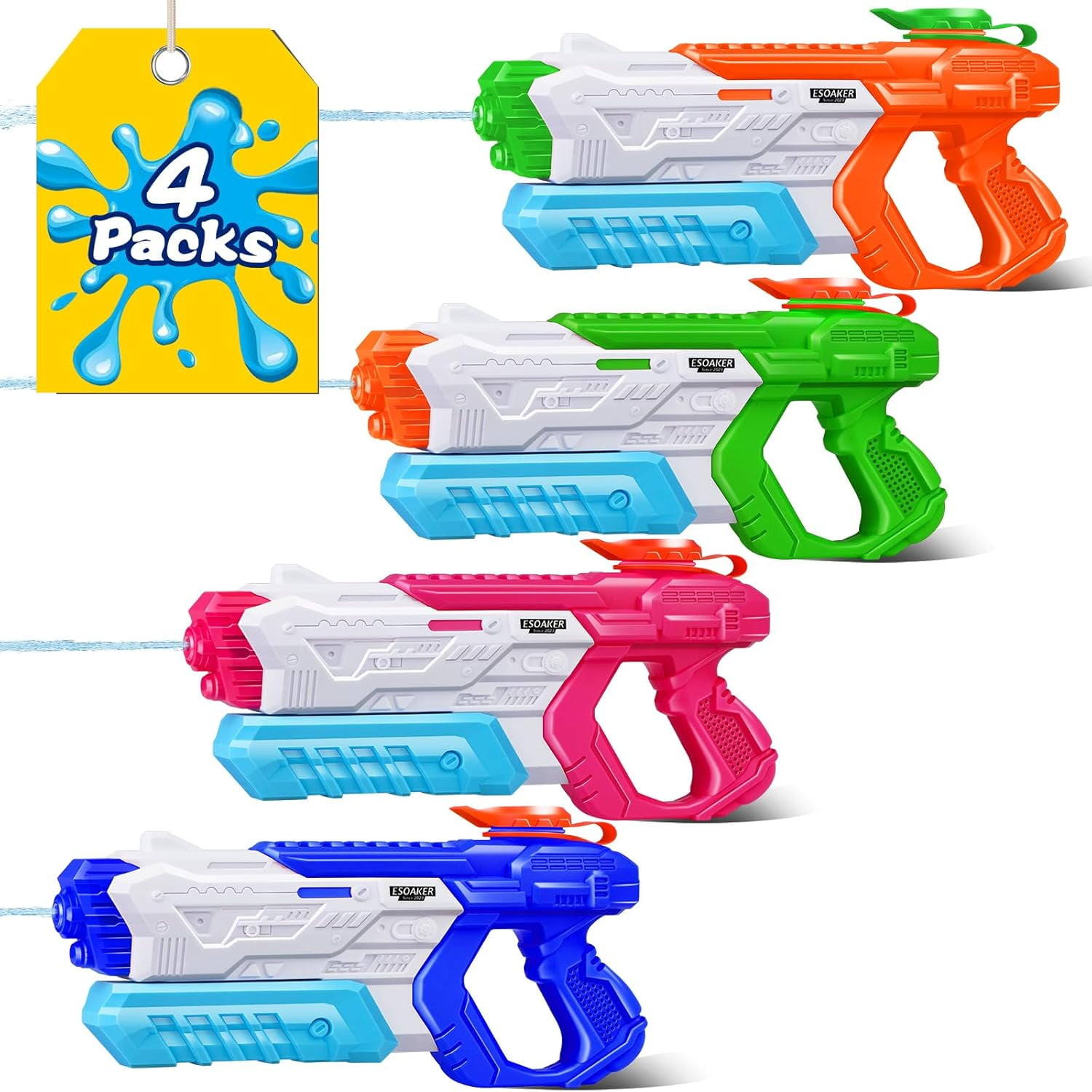 Quanquer Water Guns for Kids 3-5, 5-8, 8-12 - 4 Packs 400CC Squirt Pool ...