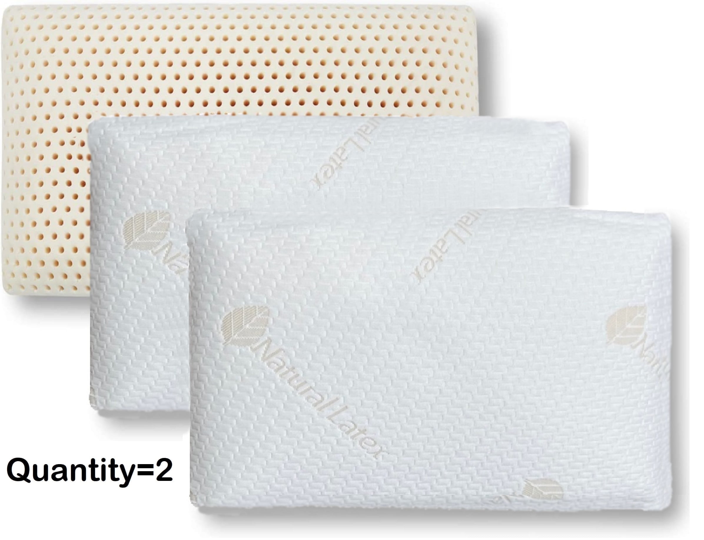 QQbed (Qty=2) OEKO-TEX 100 Certified Pure Talalay Latex Pillows, Side ...