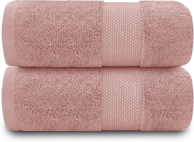 Quantum Creation 100% Cotton 600GSM Blush Pink Bath Towel, 2 Count - Walmart.com
