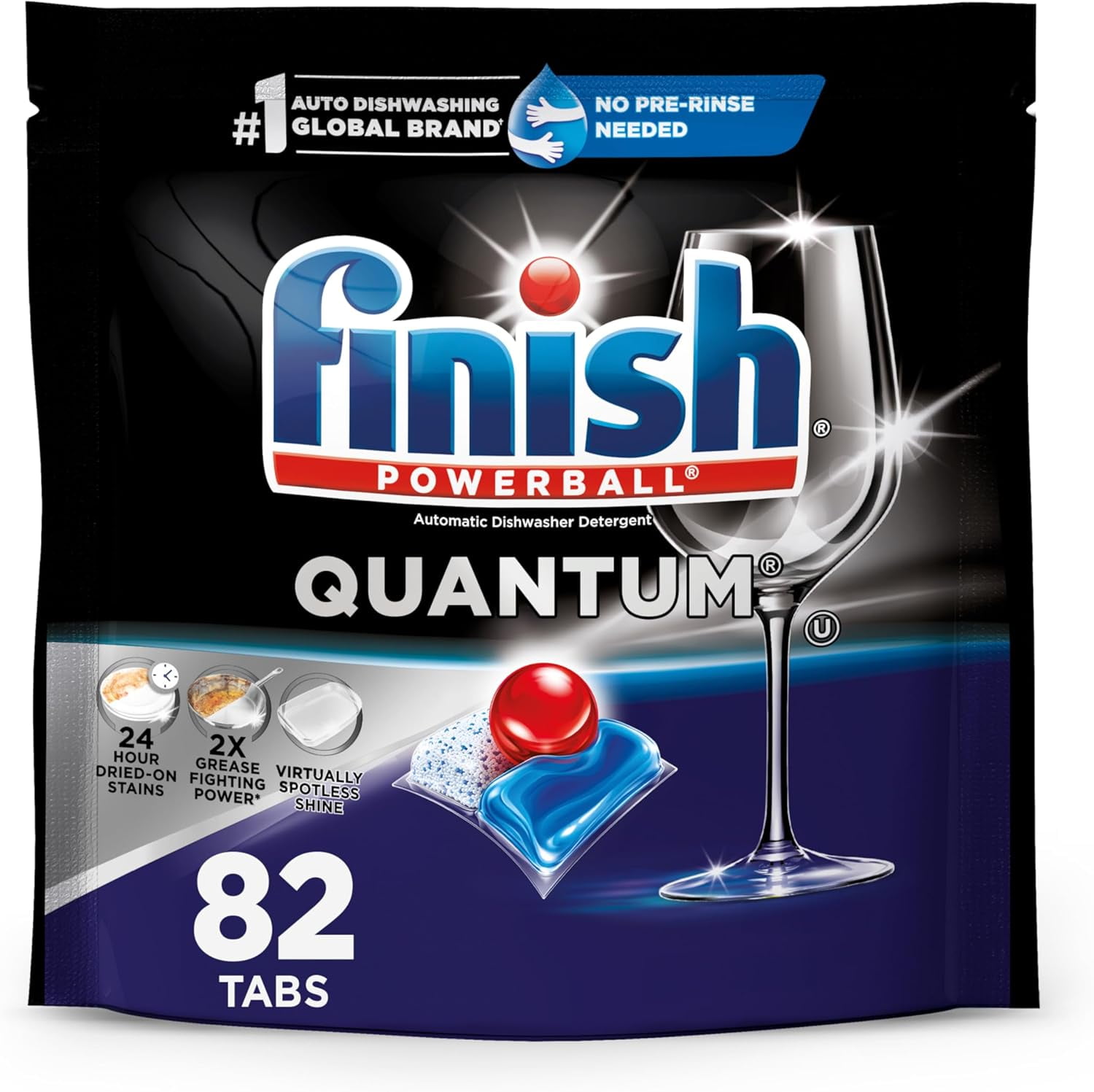 Quantum Dishwasher Pods, No Pre-Rinse Dishwasher Detergent Soap Removes 24HR Dried-On Stain and ...