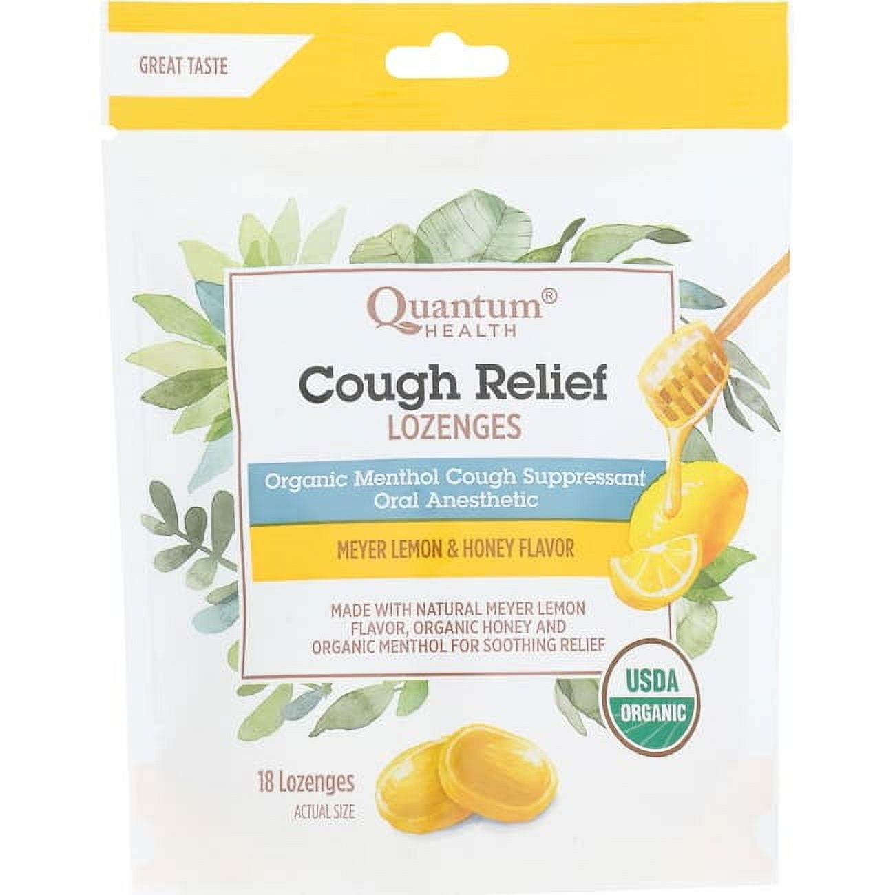 Quantum Health Cough Relief Lozenges - Meyer Lemon & Honey 18 Loz HSA ...