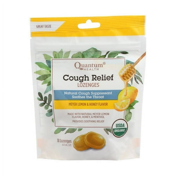 Quantum Health Cough Relief Lozenges, Meyer Lemon and Honey Flavor, 18 ...