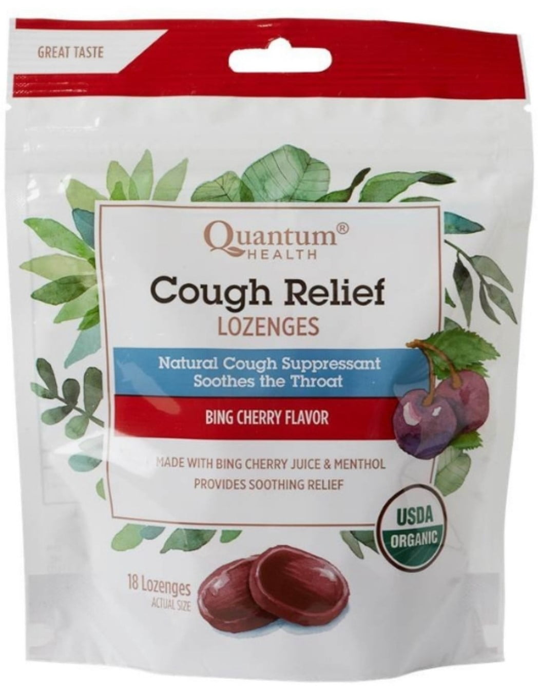 Quantum Health Organic Cough Relief Lozenges, Bing Cherry Flavor, 18 ea ...