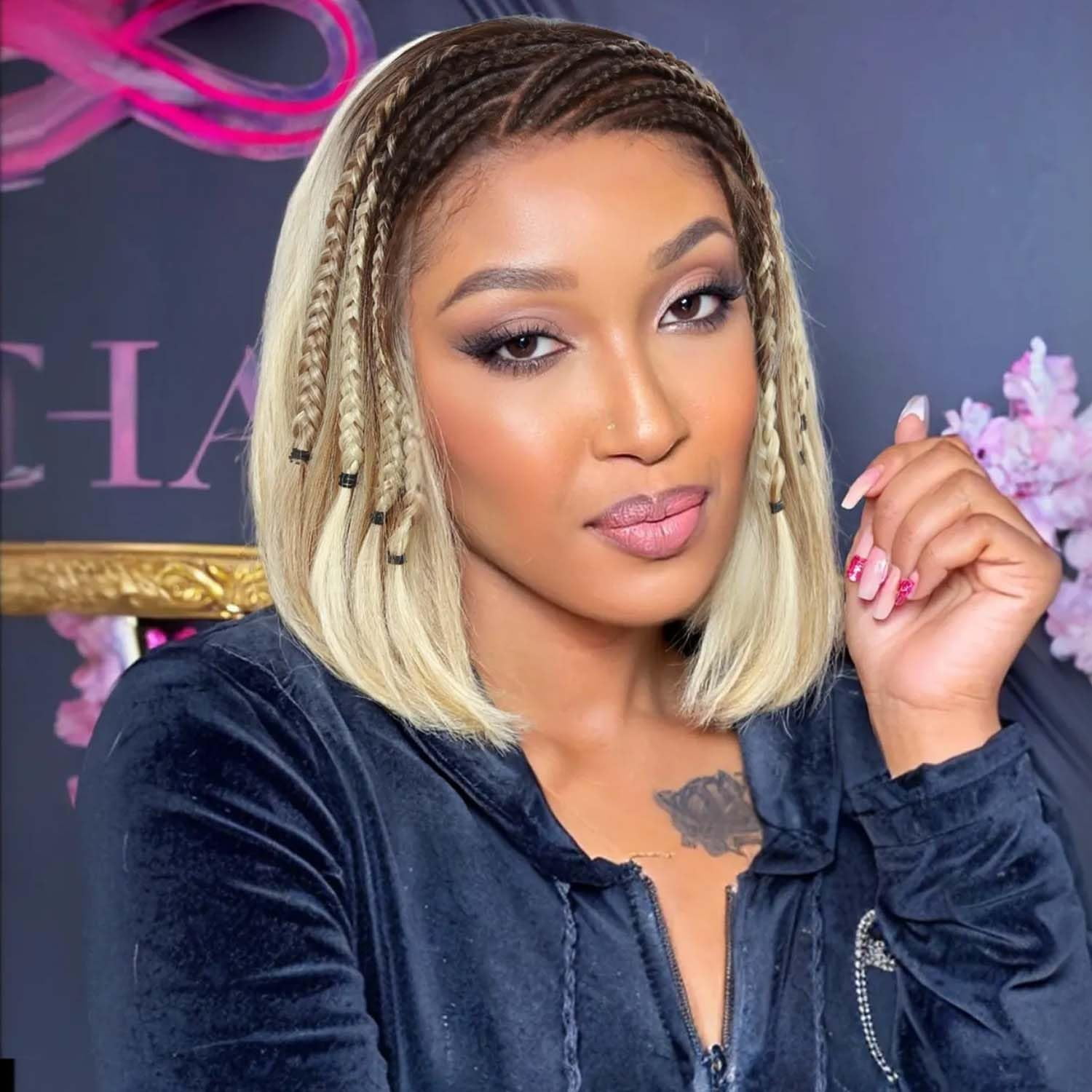 Quantum Love Braids Cornrows Lace Straight Bob Wigs for Black Women ...