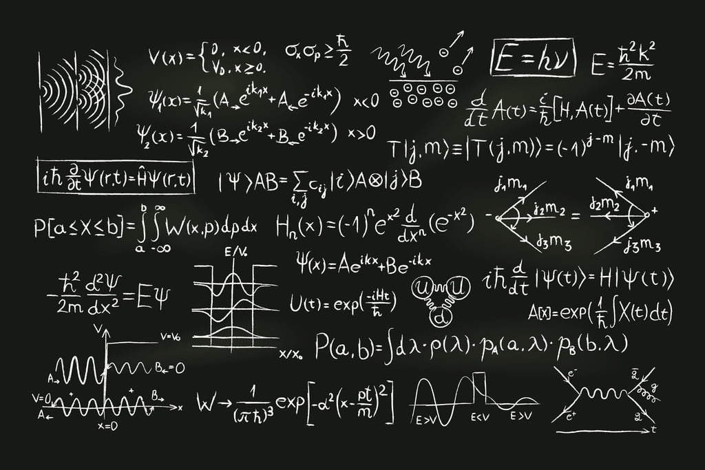 Quantum Physics Formula Equations Science Lab Scientific Blackboard ...