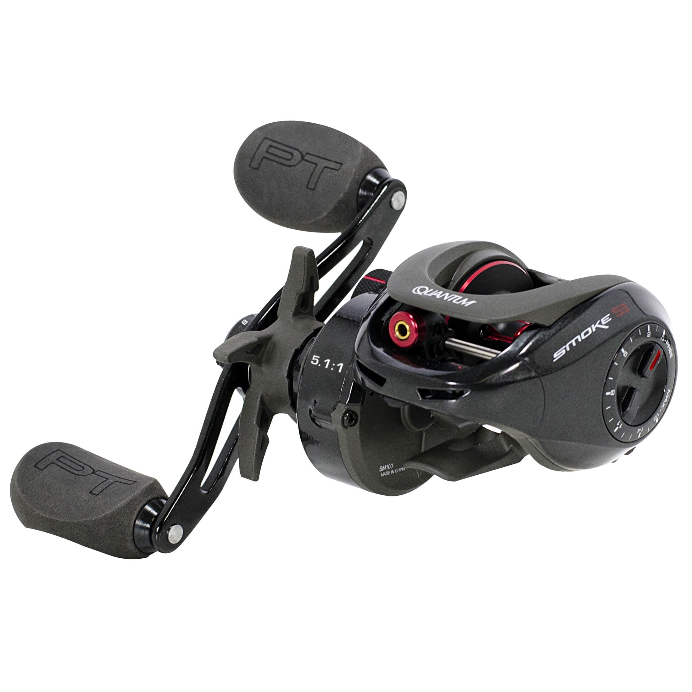 Quantum Smoke Baitcast Fishing Reel, Size 100 Reel, Right-Hand Retrieve ...