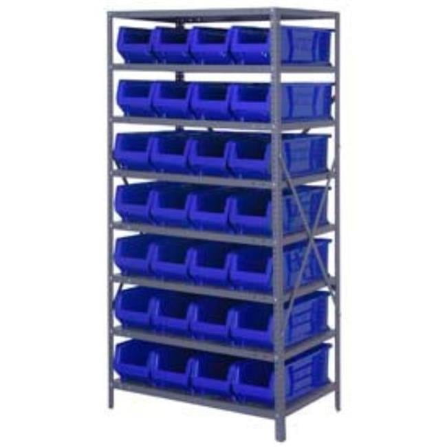 Quantum Storage Systems 2475-950BL Solid Heavy Duty 8 Shelves 75" H x 36" W x 24" D with 28 Blue ...