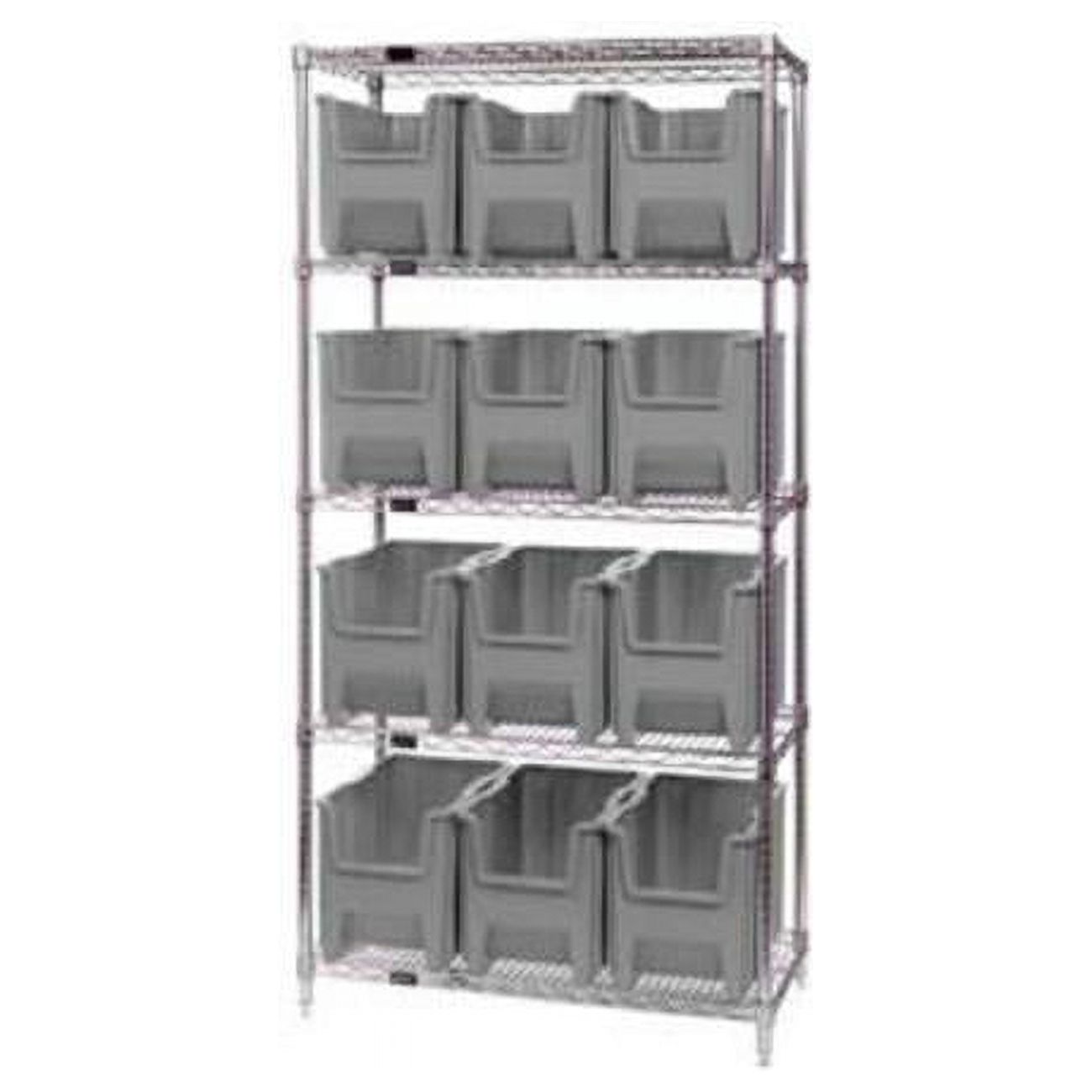 Quantum Storage Systems 268903GY WR5-600 Chrome Wire Shelving with 12 ...