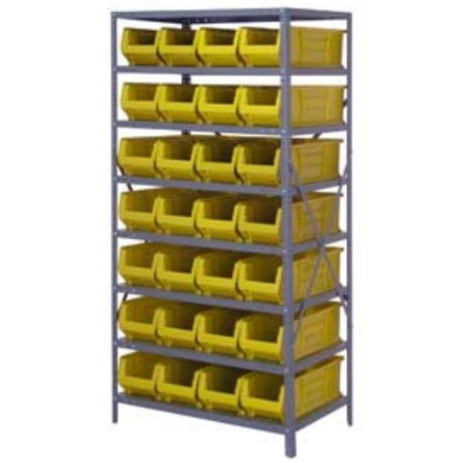 Quantum Storage Systems 268917YL 2475-950 Steel Shelving with 28 24 in. Hulk Hopper Bins, Yellow ...