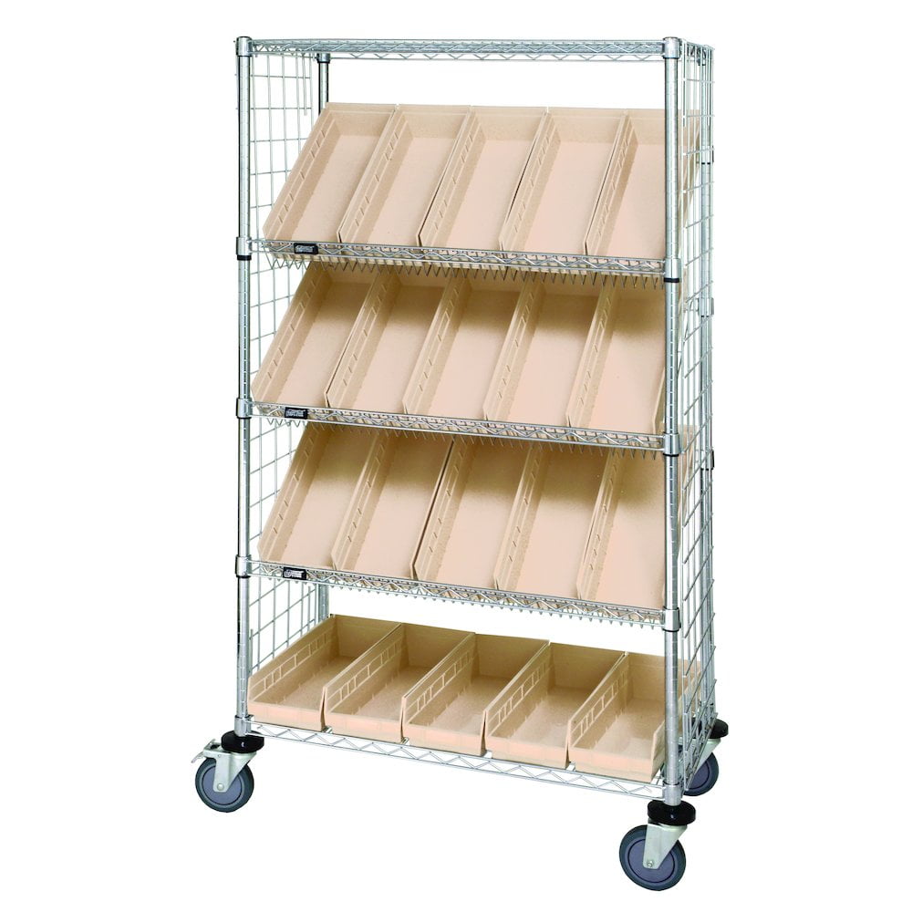 Slanted Shelf Enclosure Cart, 36"W x 18"D x 69"H, 1200 lbs load ...
