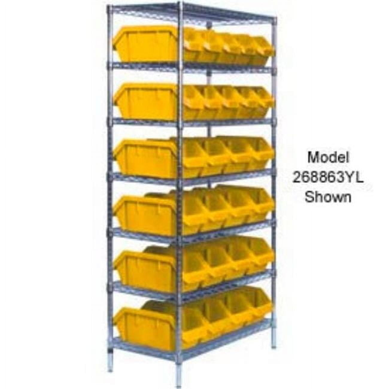 Quantum Storage Systems W7-18-24YL Wire Heavy Duty 7 Shelves 74" H x 36 ...