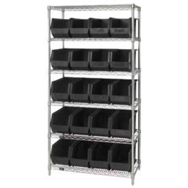 Quantum Storage Systems WR6-265BK Wire Heavy Duty 6 Shelves 74" H x 36 ...