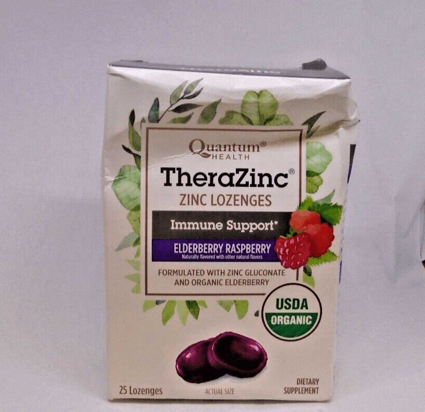 Quantum Therazinc Lozenges Cough Relief Elderberry Raspberry 25 Ea, 3 ...