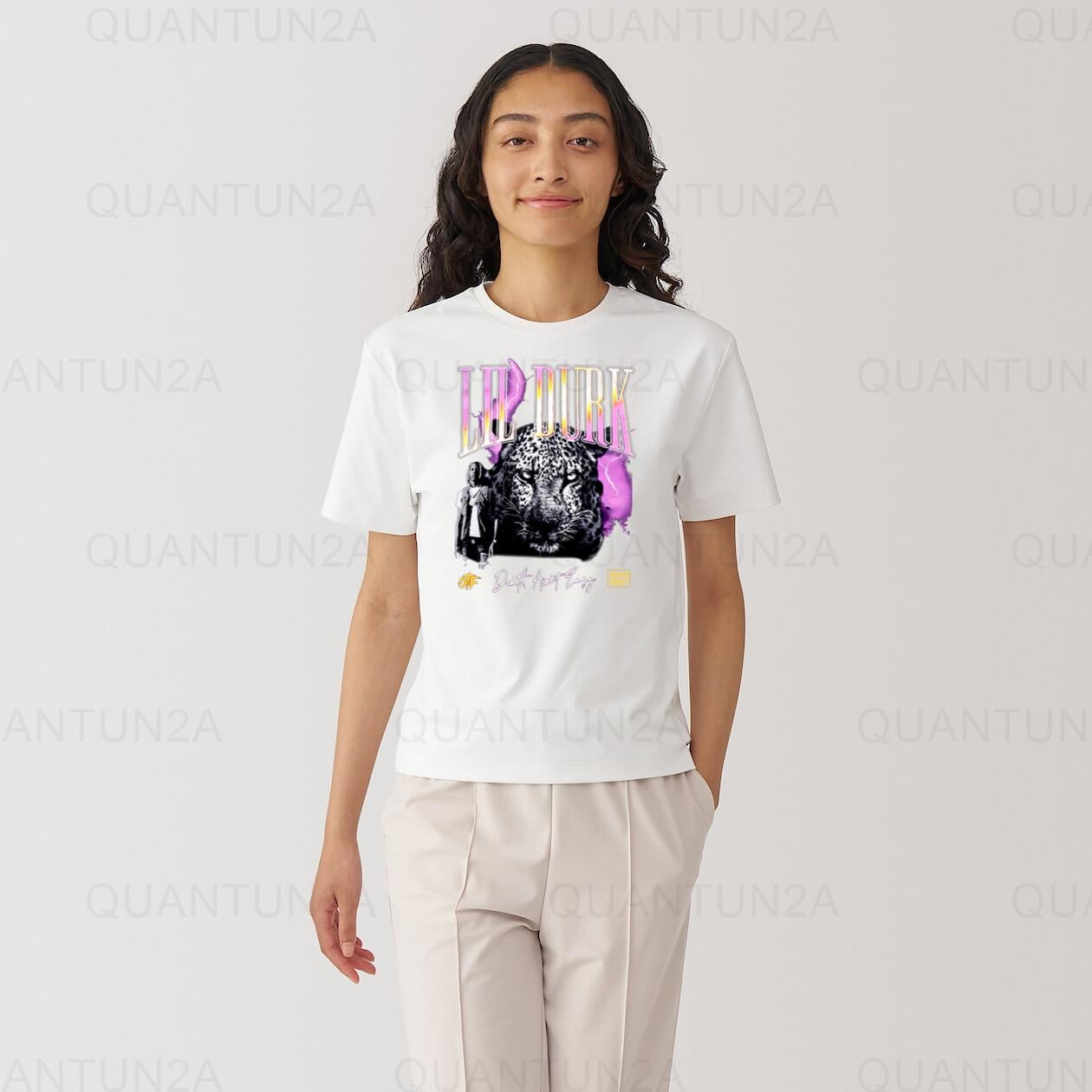 Quantun26 Lil Durk Leopard Print Death Aint Easy Hip Hop Rap Music T ...