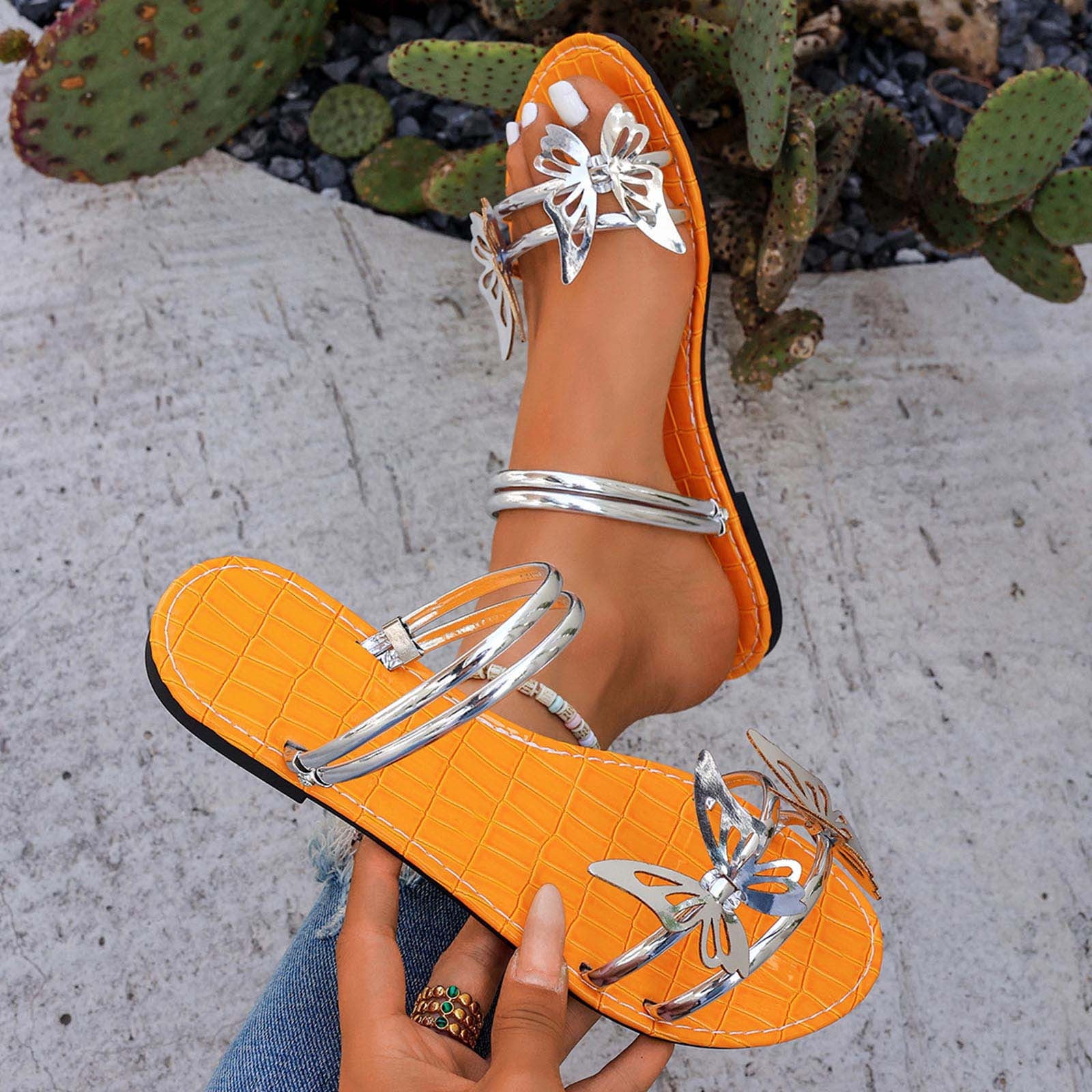 Quaouag 2025 Comfortable Trendy Sandals for Women Summer Butterfly ...
