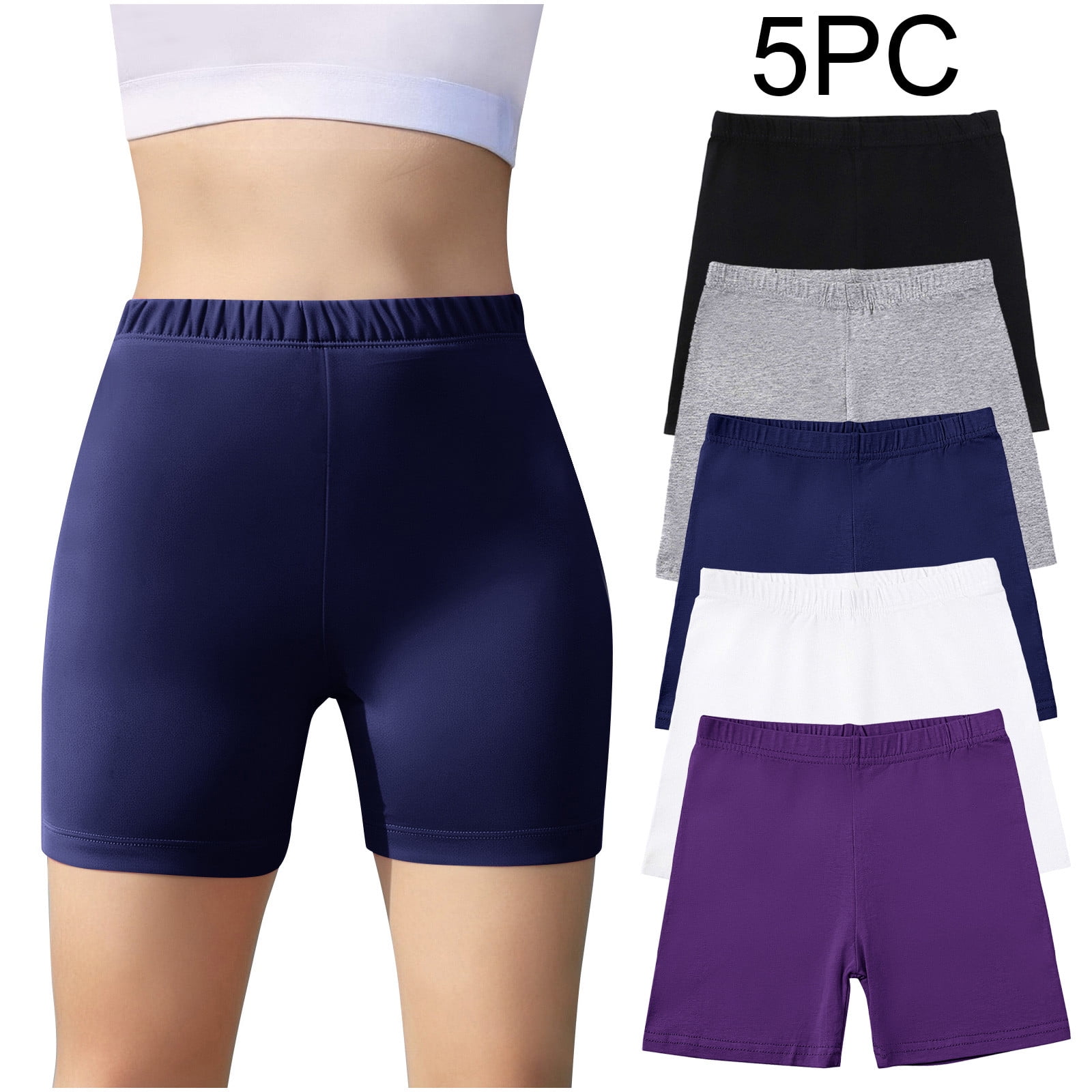 Quaouag 5-Pack Girls' Compression Spandex Shorts for 5-14-Year-Olds ...