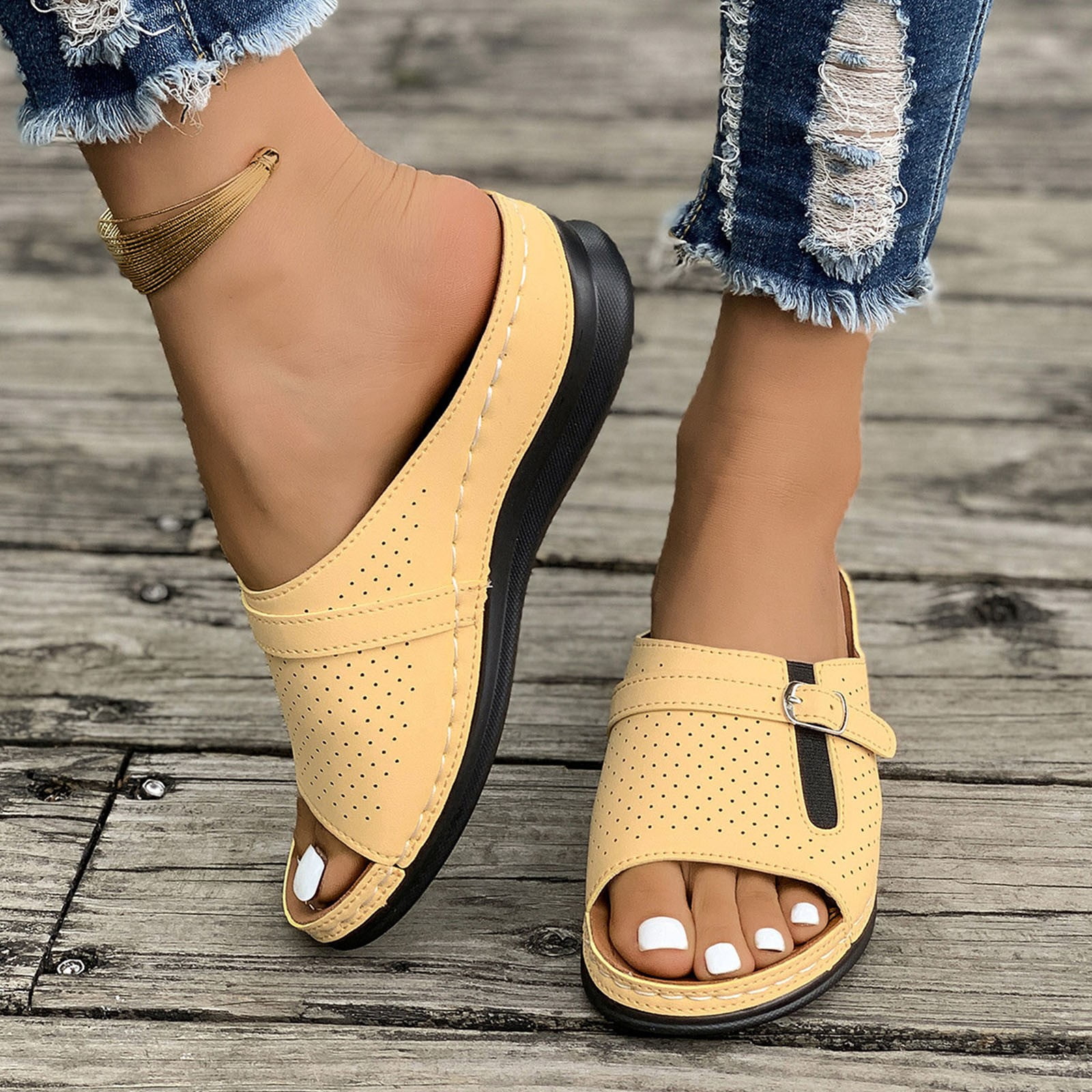 Quaouag Floral Cutout Women's Leather Soft Insole Orthopedic Arch ...