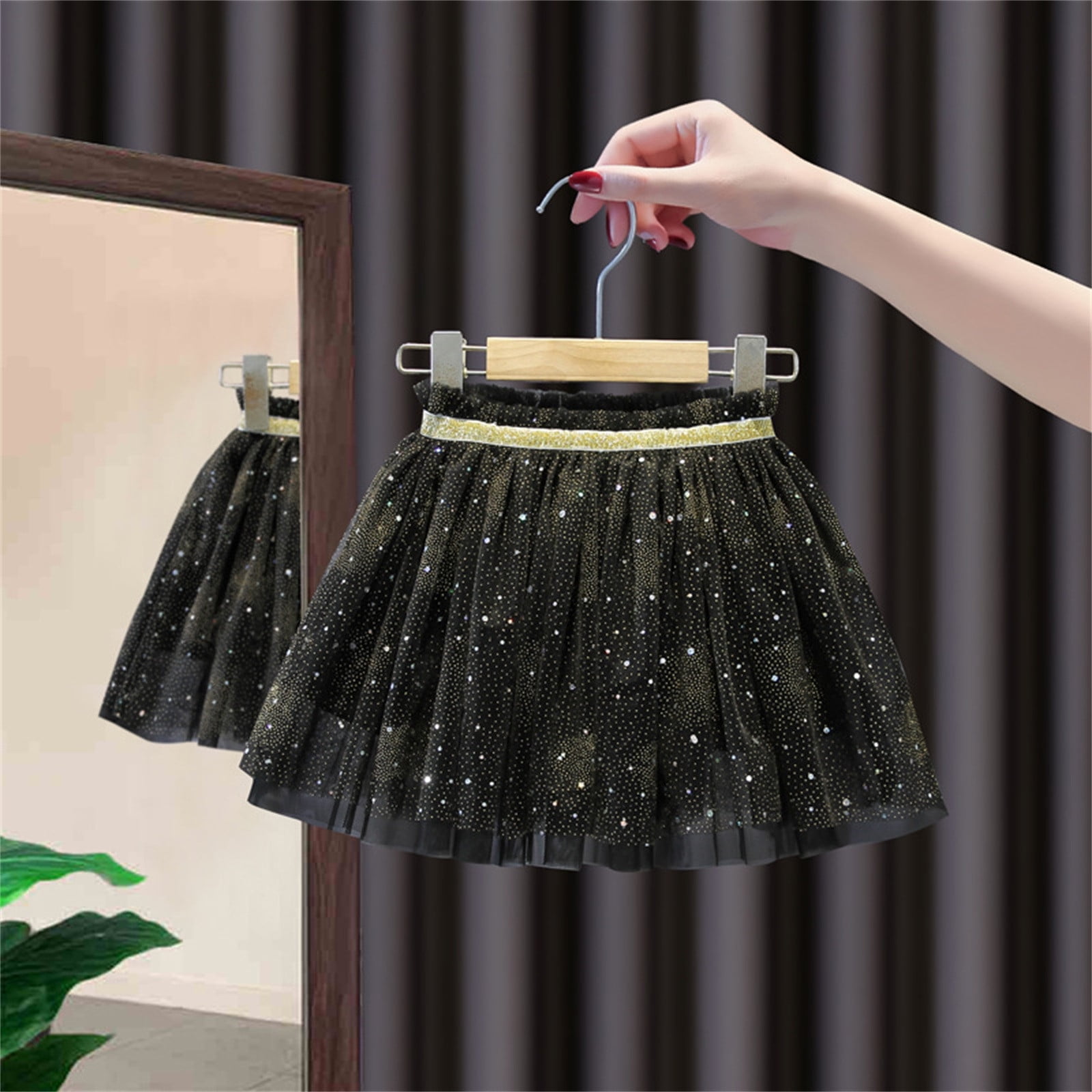 Quaouag Girls Layered Pleated Tulle Puffy Skirt Cute Mini Tutus Ballet ...