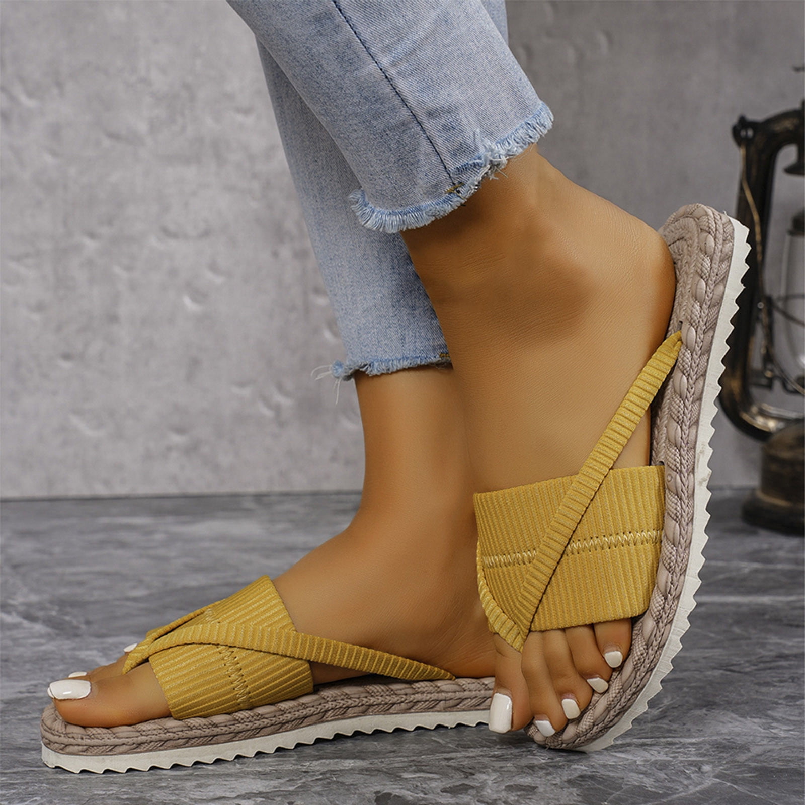 Quaouag Sandals Slides Womens Open Toe Mule Slip On Slide Shoes ...
