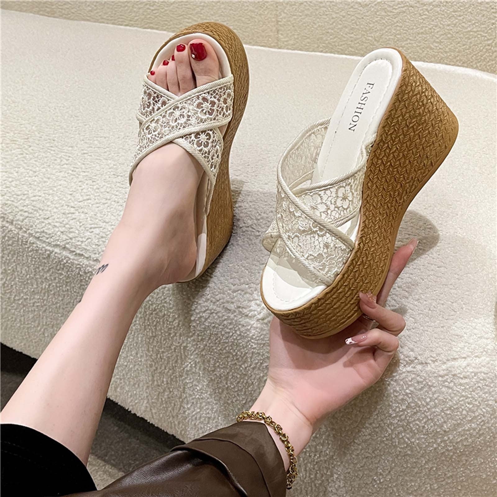 Quaouag Women's Wedge Slides -Sandals - espadrilles raffia sandals ...