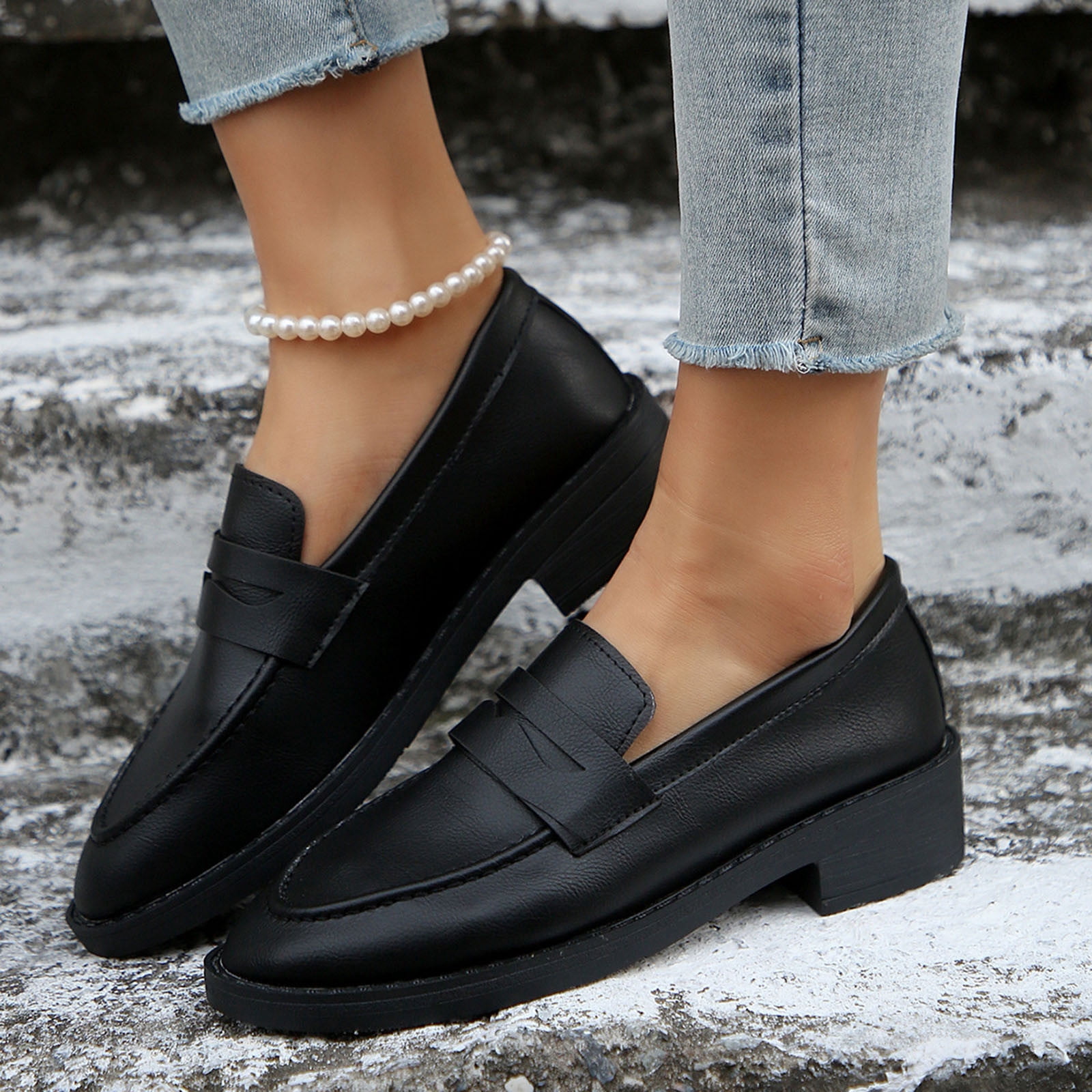 Quaouag Womens Loafers Shoes Platform Chunky Penny Loafer Lug Sole ...