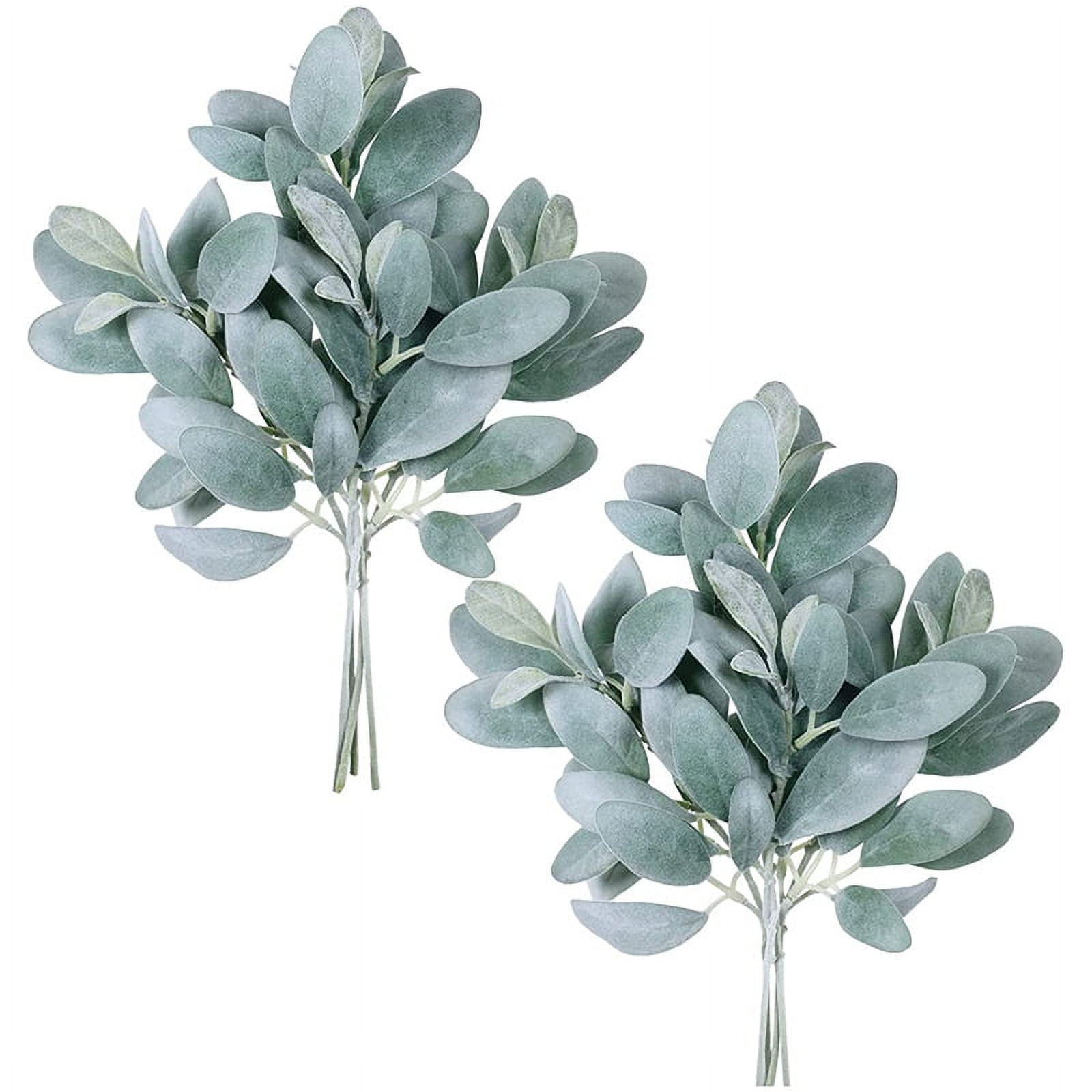 Quaqdae 8Pcs Artificial Flocked Lambs Ear Leaves Stems Faux Lamb's Ear ...