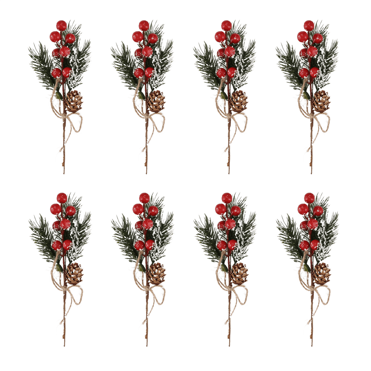 Quaqdae Red Berry Stems Pine Branches Evergreen Christmas Berries Decor ...