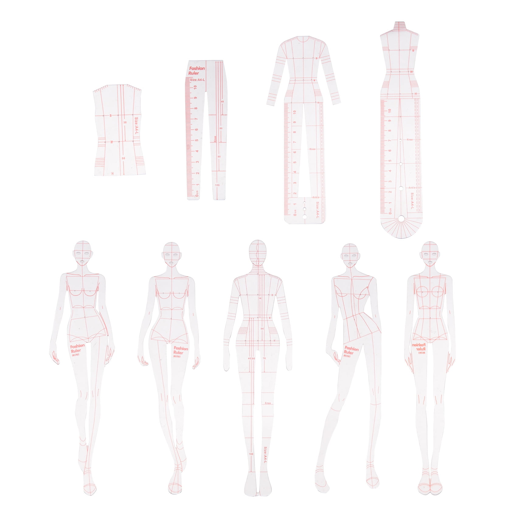 Quaqdae Sewing Patterns Fashion Illustration Rulers Sketching Templates ...