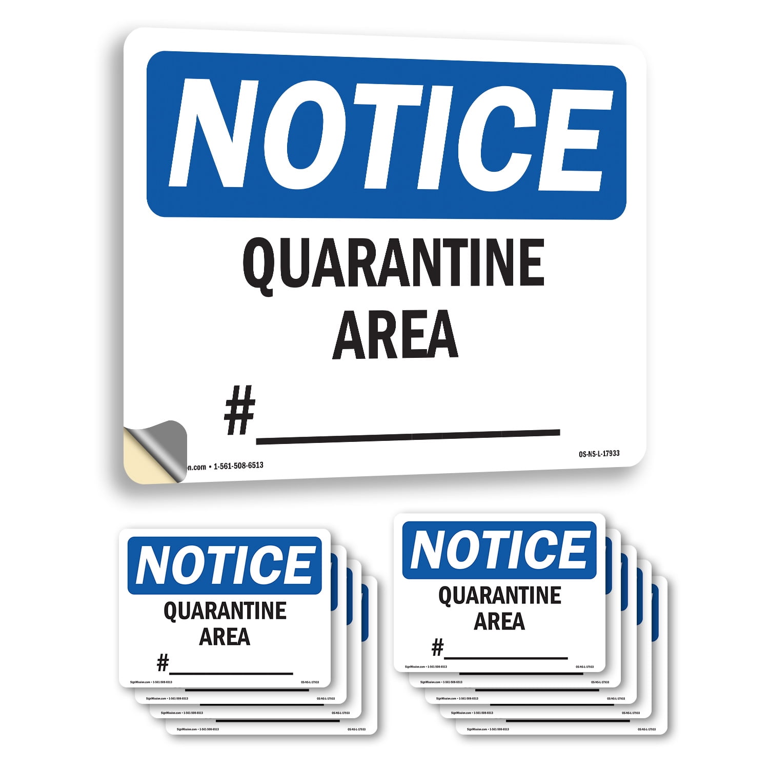 Quarantine Area #____ OSHA Notice Vinyl Decal Label 18 Inch x 12 Inch ...