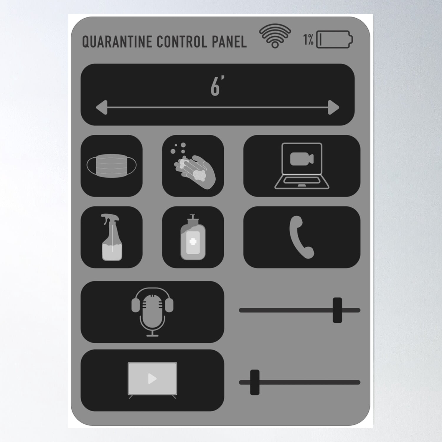 Quarantine Control Panel Poster Wall Art, Modern Wall Decor, 12x18 ...