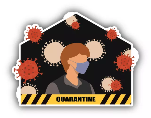 Quarantine Warning Illustration Sticker Decal Phone Decal Water Bottle ...